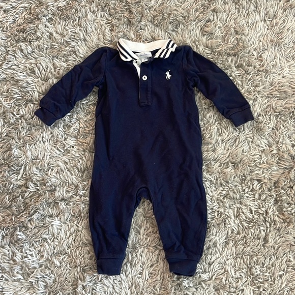 Ralph Lauren | One Pieces | Ralph Lauren Navy Collared Button Onesie ...